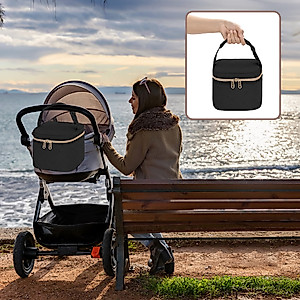 Fasrom Breastmilk Cooler Bag with Ice Pack Fits 4 Baby Bottles up to 5 Ounce, Insulated Baby Bottle Bag for Nursing Moms Daycare or Travel, Easily Attaches to Stroller, Black (Patent Design)