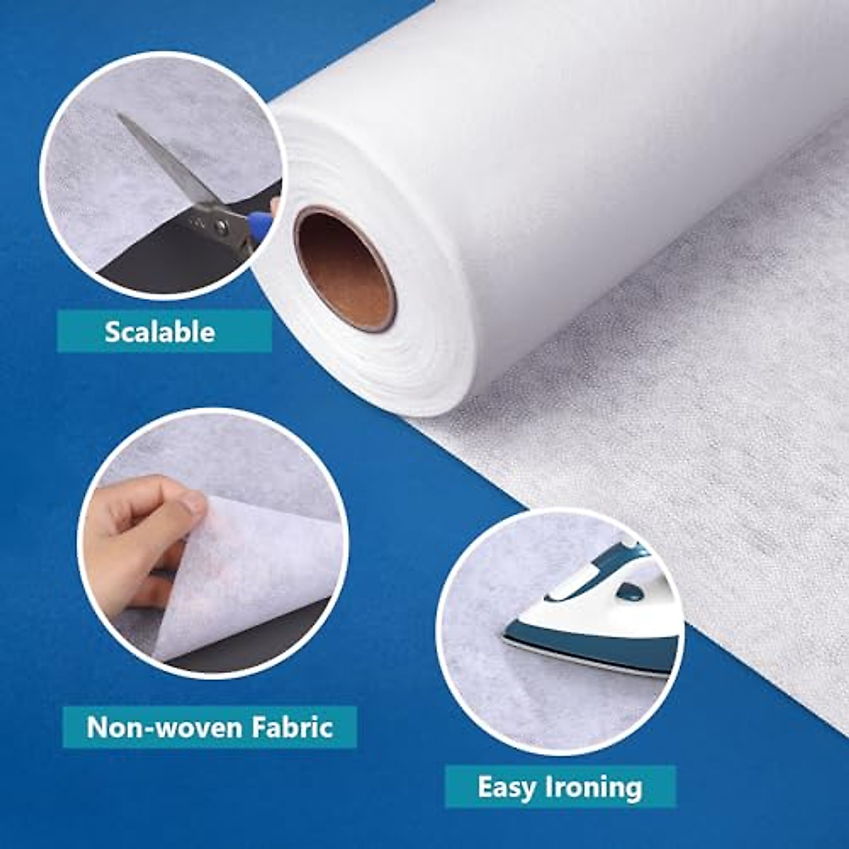 YASUOA Fusible Interfacing DIY Craft Supplies, Medium Weight Interfacing, 11.6” x 30 yards, White Non-Woven Adhesive Interface, Polyester Single-Sided Interface Perfect for DIY Interfacing Material