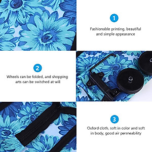 VILLCASE Foldable Dolly Folding Shopping Cart Stair Climber Cart Foldable Compact Grocery Collapsible Trolley Bags Reusable Shopping Bags Grocery Bags Shopping Trolley Blue Flowering Shopping Tote
