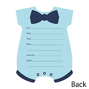 Big Dot of Happiness Hello Little One - Blue and Navy - Shaped Fill-In Invitations - Boy Baby Shower Invitation Cards with Envelopes - Set of 12