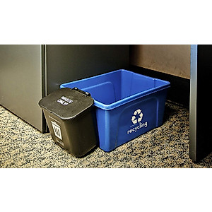 Recycling Rules Wholesale Low-Profile 3 Gallon Deskside Recycling Bin Container, Perfect for Office Paper and Home Recycling, Eco-Friendly BPA-Free, in Blue, 25-Pack