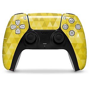 WraptorSkinz Skin Wrap compatible with Sony PS5 DualSense Controller Triangle Mosaic Yellow (CONTROLLER NOT INCLUDED)