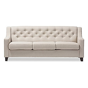 Hawthorne Collections Fabric Upholstered Sofa in Light Beige