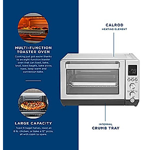 GE Convection Toaster Oven | Calrod Heating Technology | Large Capacity Toaster Oven Complete With 7 Cook Modes & Oven Accessories | Countertop Kitchen Essentials | 1500 Watts | Stainless Steel