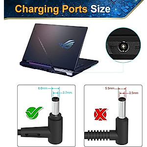 XTEES 180W 20V 9A Charger for ASUS Rog Zephyrus G14 G15 GA401I GA502 GA502D GA502DU GA502IU GA401 GA401II GA401IV TUF505DT TUF505DU ADP-180TB H Power Connector Cable