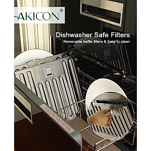 Akicon 30 Inch Range Hood Insert, Ultra Quiet Stainless Steel Ducted Insert/Built-in Kitchen Vent Hood with Powerful Suction, LED Lights and Dishwasher Safe Filters, 3-Speeds 600 CFM