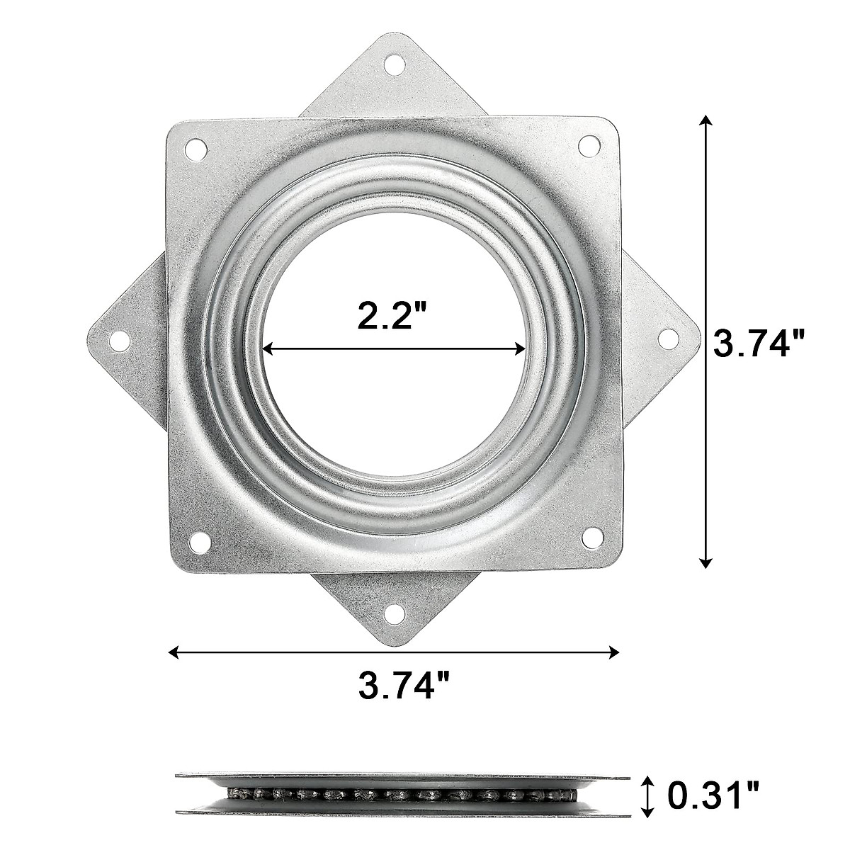 Fasmov 16 Pack 4-Inch Lazy Susan Turntable Bearings, 5/16” Thick Swivel Plate for Serving Trays, Kitchen Cabinet, Craft Project, Makeup Holder, Silver