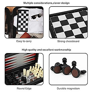 Aomola Travel Chess Set for Kids and Adults 3 in 1 Magnetic Chess Checkers Backgammon Folding Board Games Educational Toys with Storage Bag, 9.8" x 9.8"