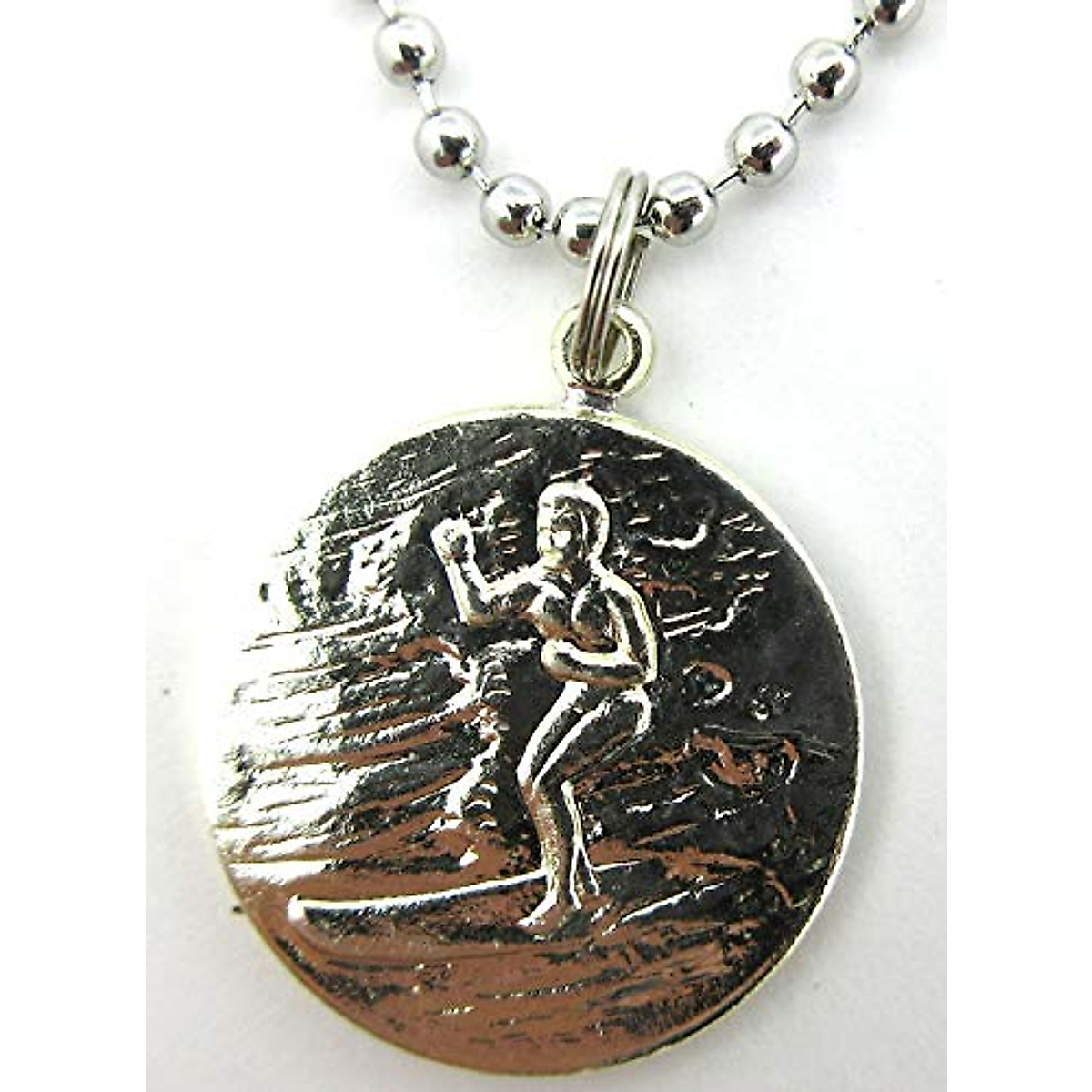 Baja Billy's St. Christopher Surf Medal Necklace Pendant, Protector of Travel fu-wh Fuchsia-White Small