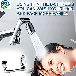 1440°Swivel Faucet-Extender Universal Sink-2 Mode Splash Filter Extension-Water Aerator, Kitchen Bathroom 360° Angle Rotatable Spray Attachment, Multifunctional Robotic Arm -Washing Eye/Hair/Face
