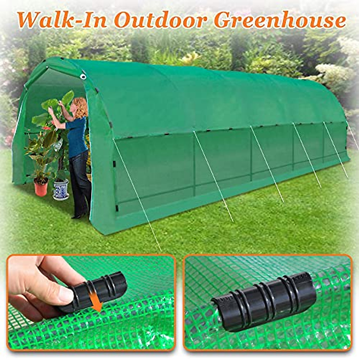 Mtsooning 10PCS 19mm/0.75inch Black Plastic Greenhouse Clips Frame Pipe Tube, Garden Buildings Tube Clip, Snap Net Fixed Pipe Clamps for Greenhouse Banner Frame Shelters