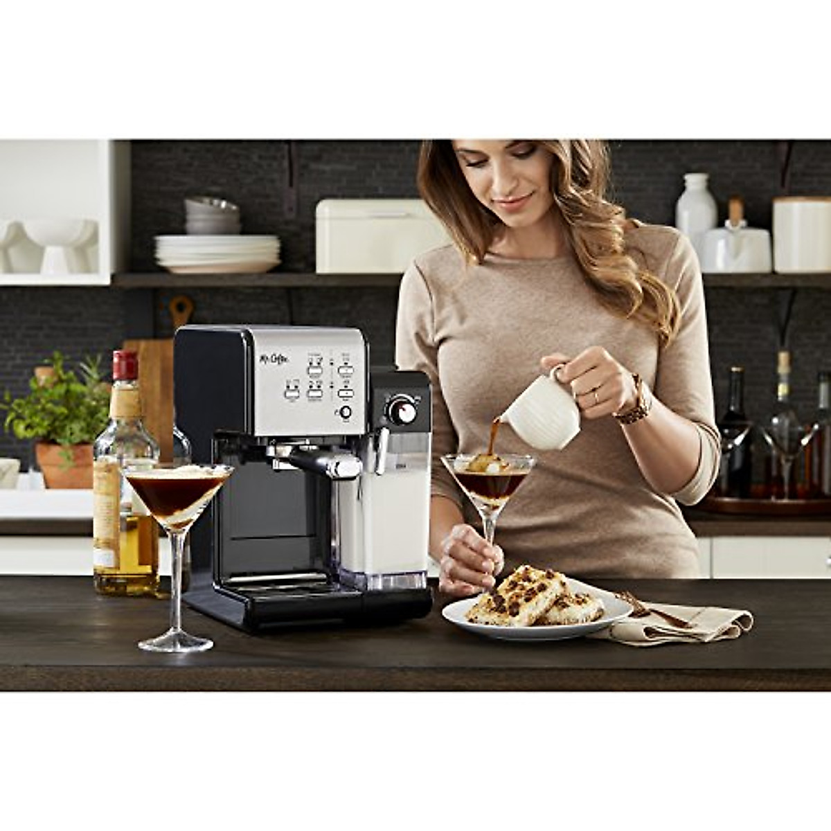 Mr. Coffee Espresso and Cappuccino Machine, Programmable Coffee Maker with Automatic Milk Frother and 19-Bar Pump, Stainless Steel
