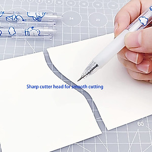 Firbirch 5PCS Craft Cutting Knife Pen Cute Cartoon Bear Paper Pen Cutter Creative Retractable Cutting Tool Student Utility Knife for DIY Art Paper Scrapbook