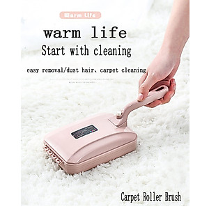 QDAOYU 2Pcs Carpet Brush Handheld Carpet Table Sweeper Triple Brush Head Carpet Table Brush Pet Hair Cleaning Brush Collector Brush (Blue+Pink)