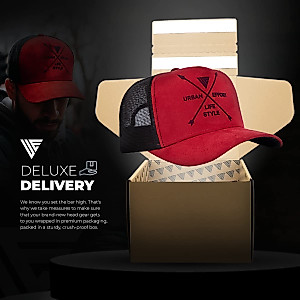 Urban Effort Lifestyle Trucker Hats for Men & Women Adjustable Baseball Mesh Hat - Modern & Comfortable Mens Cap for Closure (Trucker Hat, Red)