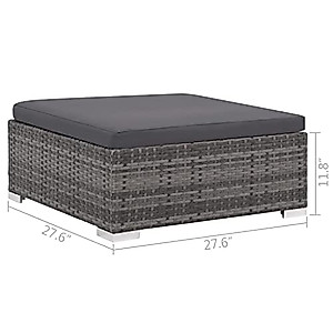 vidaXL 12 Piece Garden Lounge Set with Cushions Poly Rattan Gray