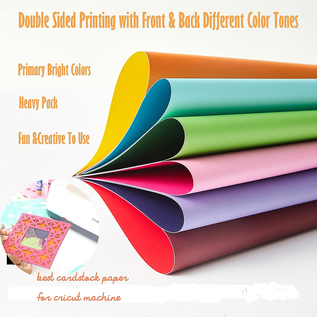 Livholic 100 Pack Heavy Colored Paper Cardstock Front Back Different Color Codes Colorful Cardstock 250GSM for DIY Art, Scrapbook, Paper Crafting,School Supplies (100)