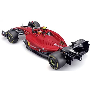 Bburago - 1/18 Scale Model Compatible with Ferrari Replica Miniature Model Compatible with Scuderia F1-75 # 55 Compatible with Carlos Sainz Season 2022 Formula 1 Scale Model Collectible (Red)