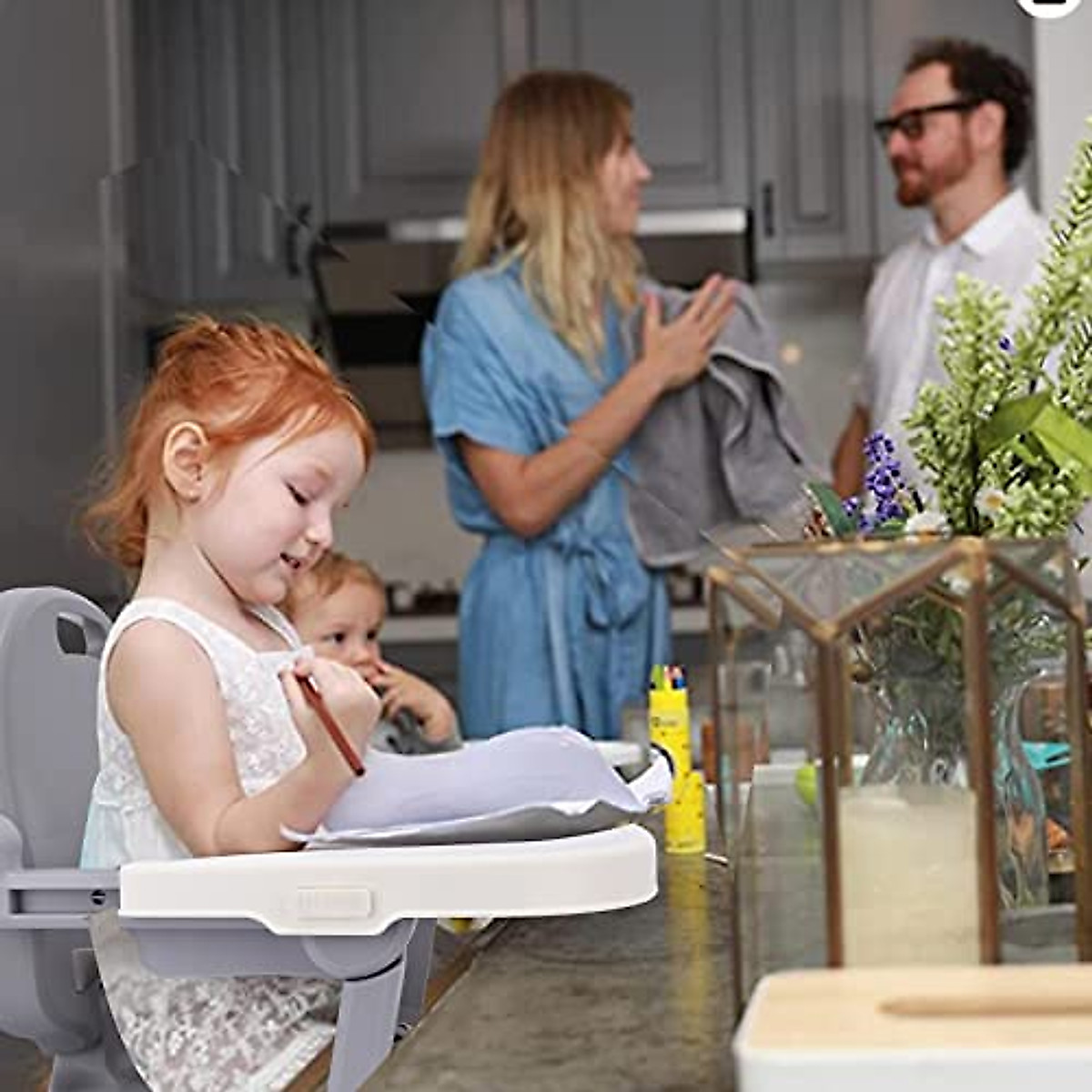 Bebamour Baby Booster Seat Grow with Pocket Snack Booster Seat for Dining Table with Removable Tray(Grey)