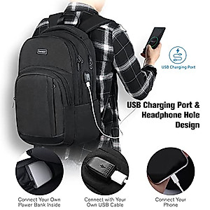 School Backpack Bookbag, Laptop Backpack Travel with Usb Charging Port for Men Women Anti Theft Water Resistant College Backpack Fits 15.6 Inch Notebook Over 3 Years Old