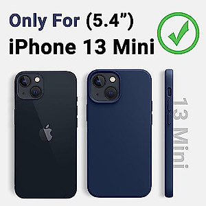 AOTESIER Shockproof Designed for iPhone 13 Mini Case, Liquid Silicone Phone Case with [Soft Anti-Scratch Microfiber Lining] Full Body Drop Protection 5.4 inch Slim Thin Cover, Navy Blue