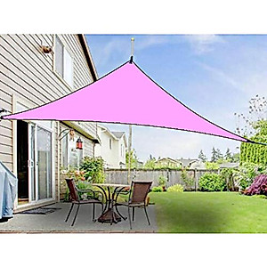 JYCAR Triangle Awning Shelter, Waterproof Sun Shade Sail Canopy, Durable Polyester Garden Shading Net with 3pcs 6.5FT Ropes, for Outdoor Patio Garden (Pink, 9.8 x 9.8 x 9.8 ft)