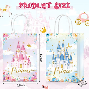 24 Pcs Princess Prince Party Favor Bags Prince Princess Castle Party Bags Princess Treat Bags with Handles Candy Goodie Bags for Gender Reveal Party Baby Shower Wedding Supplies (Princess and Prince)