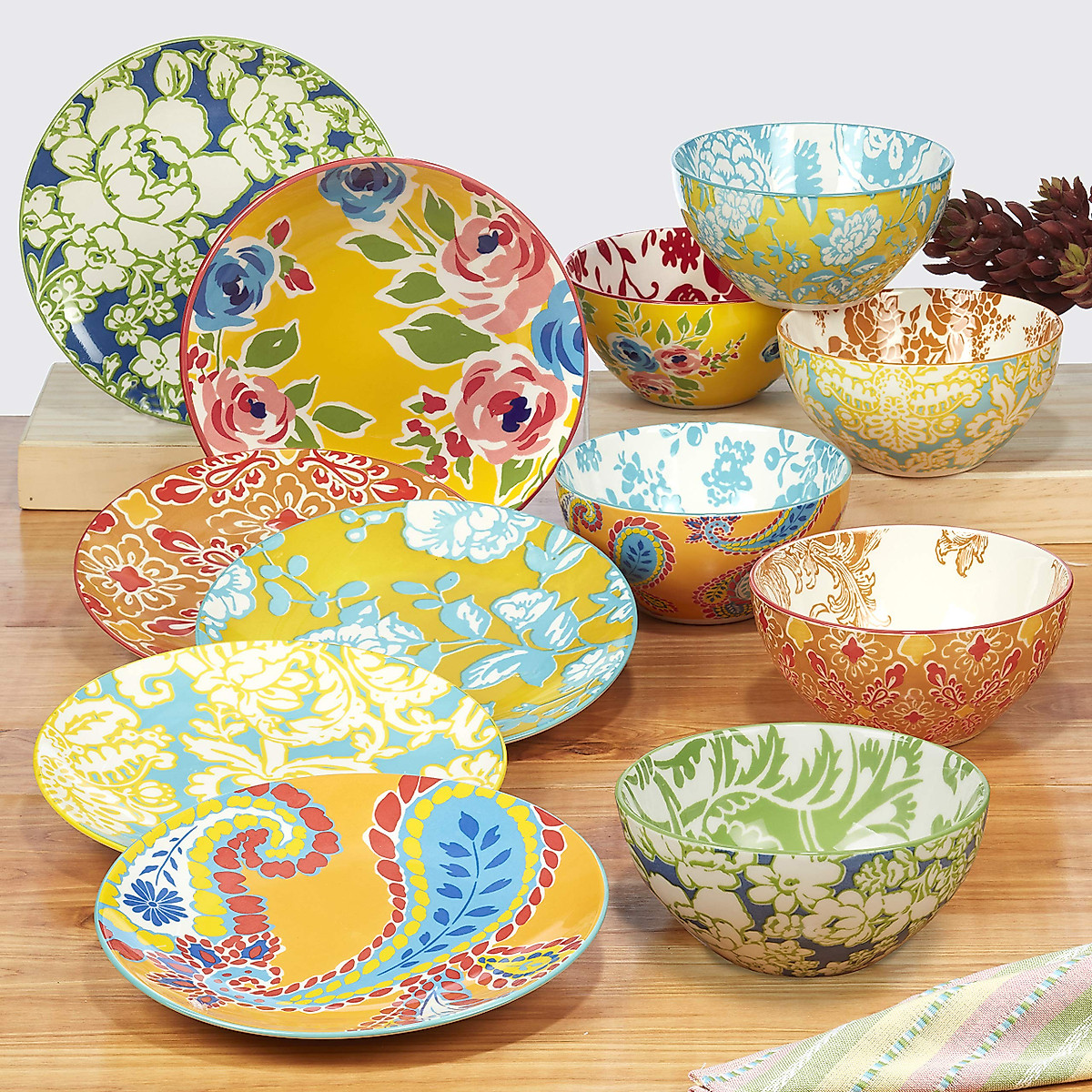 Certified International Damask Floral 14 oz. Mugs, Set of 6 Assorted Designs,