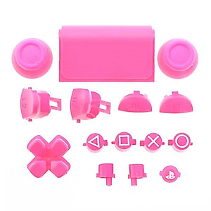 Repalcement 15 in 1 Button Set D-pad Direction Key L1 R1 L2 R2 Buttons for PlayStation4 PS4 Pro Slim JDS-040 Controller (Pink)