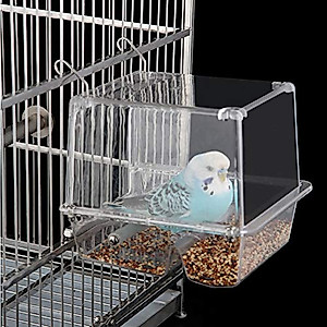 Bird Feeder, Automatic Bird Feeder for Cage Transparent Plastic Bird Seed Feeder Food Container Feeding Station for Canary Cockatiel Finch Parakeet