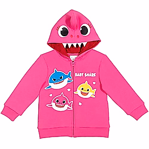 Pinkfong Baby Shark Little Boy Girl Kids Zip Up Cosplay Hoodie 6-6X Pink