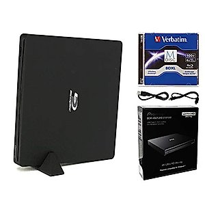 Pioneer BDR-XS07UHD Portable 6x Ultra HD 4K Blu-ray Burner External Drive Bundle with Cyberlink Software Download Installation Code, 100GB M-DISC BDXL and USB Cable - Burns CD DVD BD DL BDXL Discs