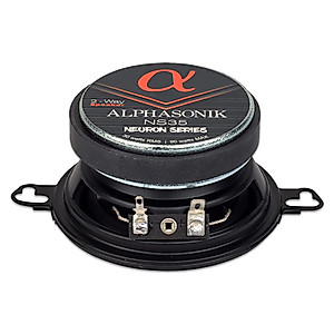 Alphasonik 1 Pair of NS35 Neuron Series 3.5" (180 Watts Max for The Pair) 90 Watts Max Per Speaker 2-Way Full-Range Car Audio Speaker with PEI Dome Tweeter Polypropylene Cone