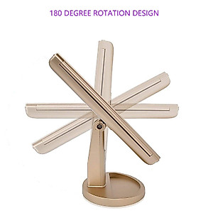 deweisn Floor Mount Tri-Fold Lighted Vanity Mirror with 21 LED Lights, Touch Screen and 3X/2X/1X Magnification, Two Power Supply Modes Make Up Mirror,Travel Mirror