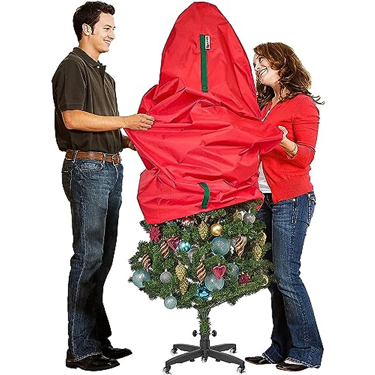 Upright Christmas Tree Storage Bag - Holiday Tree Cover for Christmas Trees or Topiary Trees - Durable, Lightweight, Convenient, Vertical Xmas Storage Bag (9 ft), Large