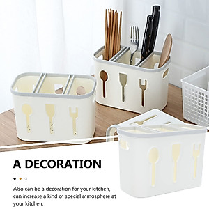 Cabilock Flatware Holders Kitchen Utensil Caddy Plastic Chopsticks Holder Drying Rack Basket Fork Spoon Drain Storage Holder Cup Pot for Kitchen Accessories Sink Cutlery Drainer