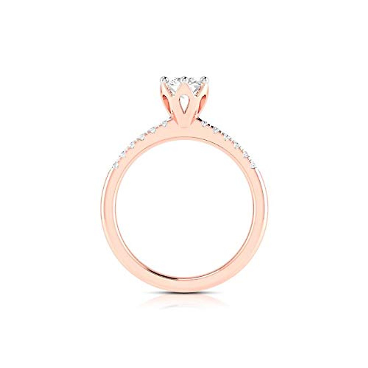 VVS Certified Solitaire Ring with 0.15 Ct Round Natural & 0.39 Ct Center Round Moissanite Diamond in 18k White/Yellow/Rose Gold Engagement Ring for Women | Ceremony Ring for Her (IJ-SI, G-VS2)