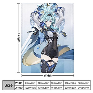 Dalicoter Game Genshin Impact Blanket Mondstadt EULA Anime Blanket 50"×40" Super Soft Flannel Throw Blanket Warm Winter Blanket Towel Blanket for Couch Kids Girls & Adults