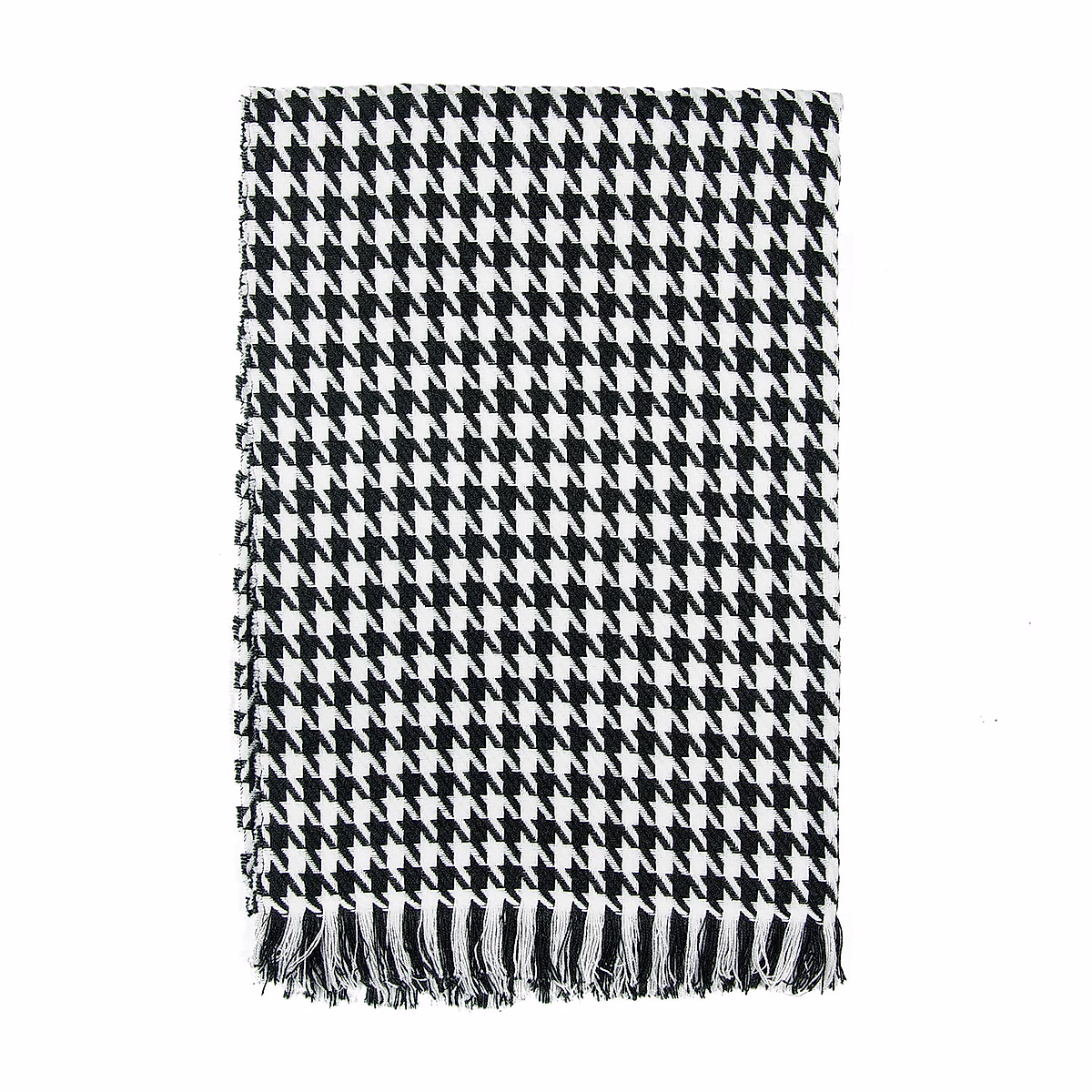 NC Houndstooth Blanket Scarf Cashmere Feel Shawl Wrap Winter Warm Scarf with Tassel 85" x 30"