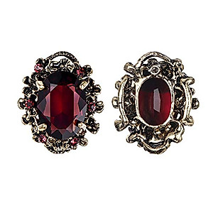 BriLove Victorian Style Stud Earrings for Women Crystal Floral Scroll Cameo Inspired Oval Earrings Amethyst Color Antique-Gold-Tone