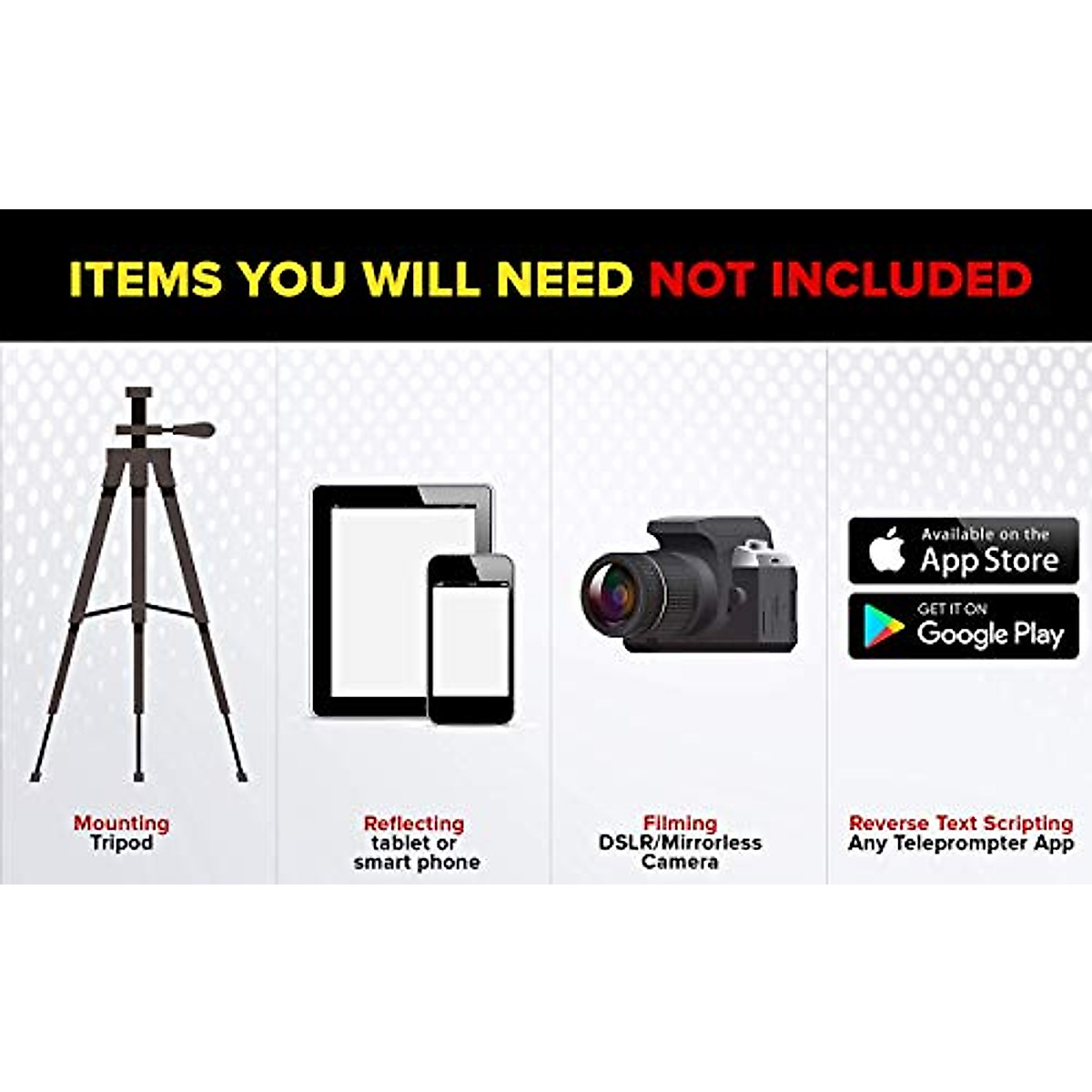 Glide Gear TMP 500 Universal Video Camera Tripod Teleprompter 15mm Rails w/ Carry Case