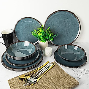100% Melamine Dinnerware Sets 12 Piece Plate Bowl Set Dish Set For Outdoor & Indoor - Includes 4 Dinner Plates 4 Salad Plates and 4 Bowls Perfect For Every Day Use.