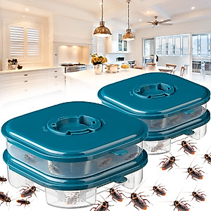 Roach Killer Indoor Infestation Efficient Cockroach Trap Double Layer Roach Trap Reusable Safe Cockroach Killer for Ants Pet Outdoor Indoor Home (2 Pieces)