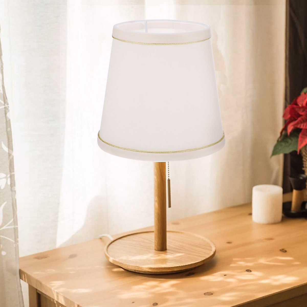 Mobestech Small Beige Table Lamp Shade, Drum Fabric Lampshade Modern Mini Barrel Light Lamp Shade Cover Chandelier Cloth Fixture Lamp Shade for Home Office