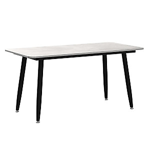 MCDAMCN Marble Sintered Stone Dining Table, 55" Grey Kitchen Table for Dining Room, Fade and Scratch Resistant, Table Only