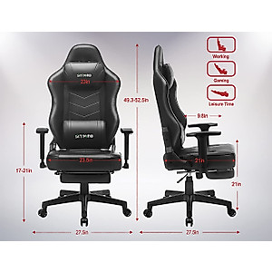 SITMOD Gaming Chairs for Adults Computer Chair with Footrest Racing Lumbar Support Gamer Chair Comfy Massage PC Leather Ergonomic Chair High Back Reclining Adjustable Swivel Video Game Chairs