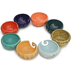 abhandicrafts Make Mom Feel Special on Mother's Day - 6 Inch Yellow Green Ceramic Brown Yarn Bowl for Knitting, Crochet for Moms Antique Hand Carved Leaf by Indian Artistians