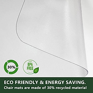 FuturHydro Chair Mat for Hardwood Floor, 30" x 48" Clear Anti-Slip Computer Desk Chair Floor Mat, Easy Glide, Transparent Mats for Office, Home and Gaming Floors (with Lip)