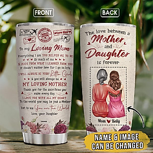 Personalized Mom Tumbler - 20oz & 30oz Stainless Steel Coffee Mugs for Mothers Day, Birthday, Christmas Custom Mom Daughter Gifts