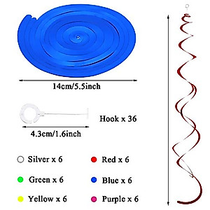 Swirl Decorations 36 Pack Foil Ceiling Hanging Party Swirl Decorations for Christmas Party Wedding Graduation Baby Shower Decorations